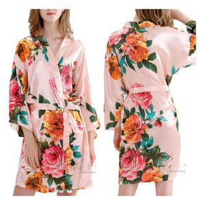 Floral Bridesmaid Robes, Wedding Day Robe, Maid of Honor Robe, Bridal ...