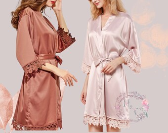 Dusty Rose Silk Robes - Etsy