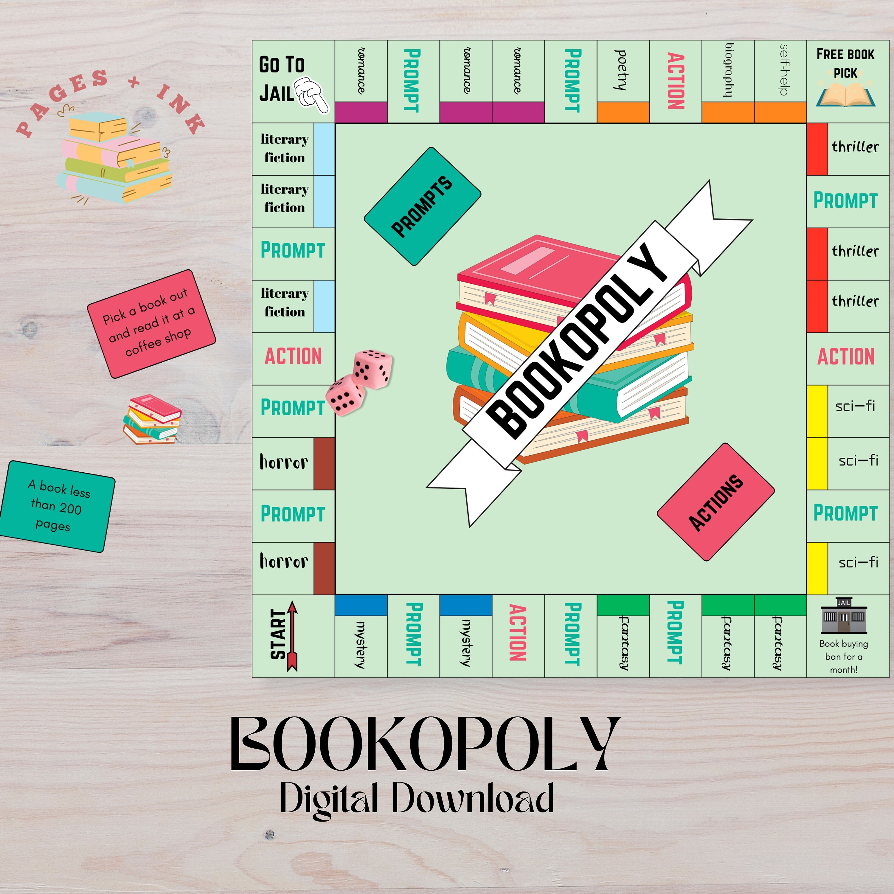 Bookopoly Book Lover Book Accessories Books Read Digital Download - Etsy