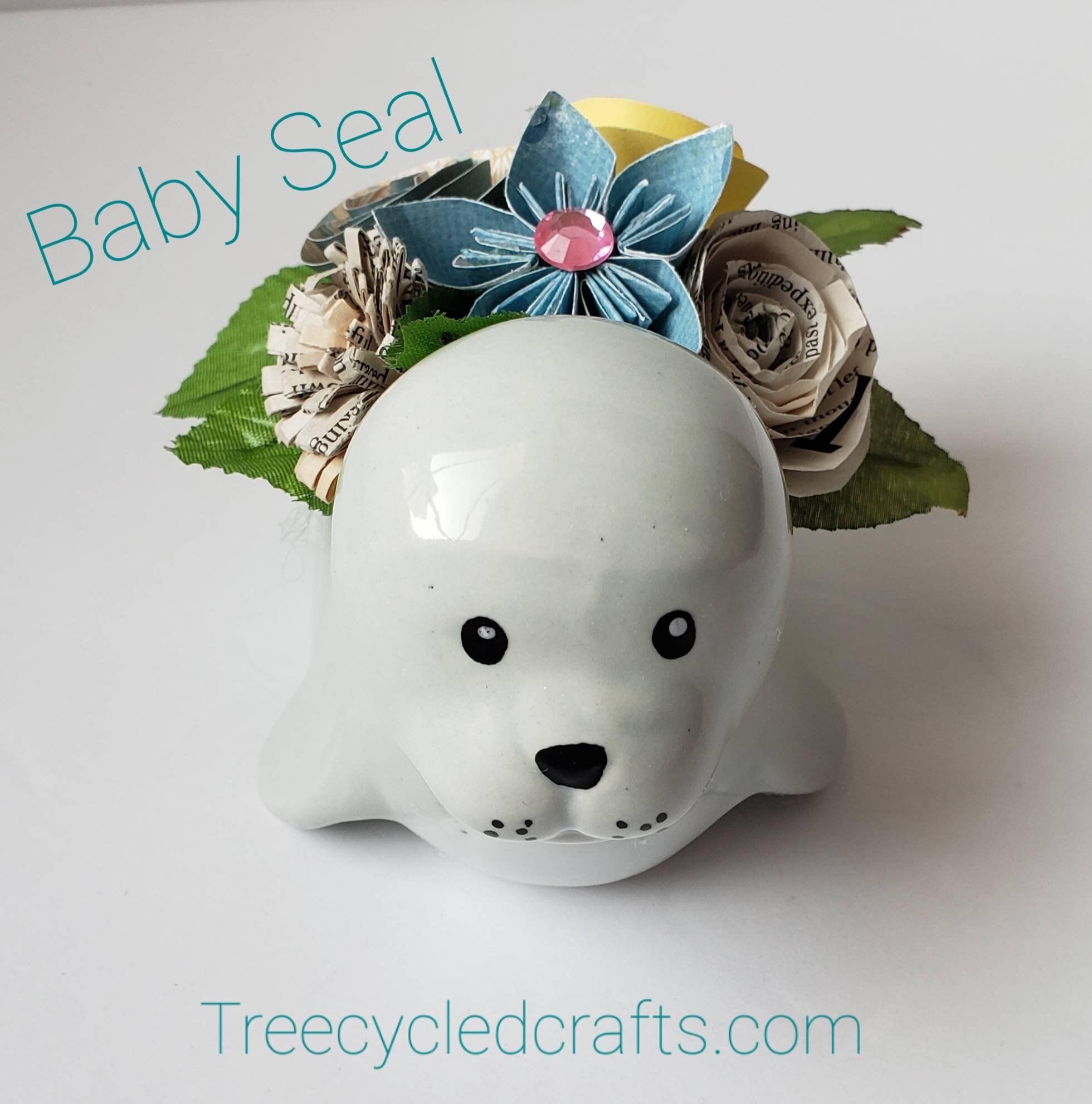 Sea Creatures Cute sea animal vases Book page paper flowers | Etsy