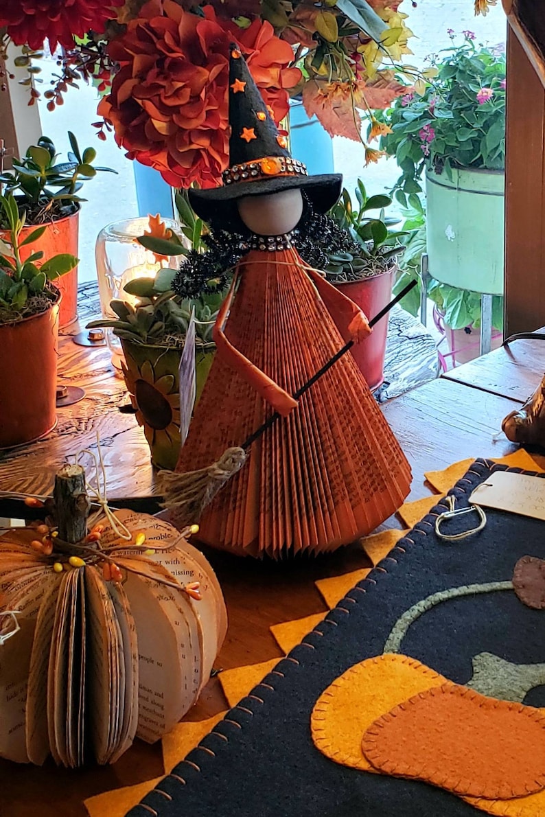 Book Witch Fall Halloween Halloween Decorations Recycle - Etsy