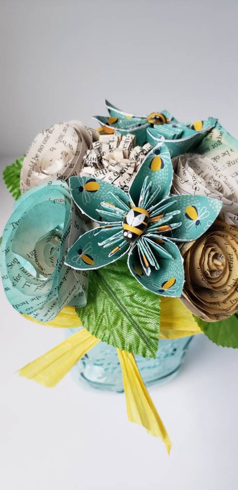 Bee Theme Book Page Paper Flowers, Summer, Spring, Mother's Day, Farm ...