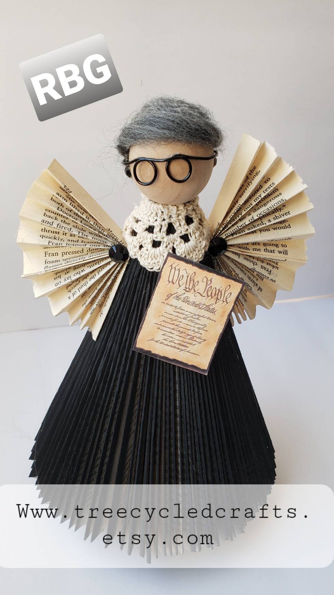 RBG Angel Tree Topper RBG Doll Memorial Supreme Court Book - Etsy