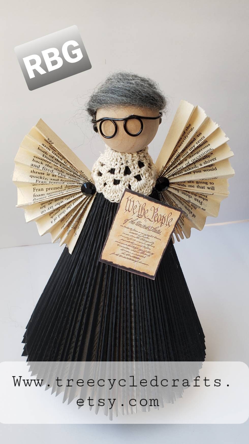 RBG Angel Tree Topper RBG Doll Memorial Supreme Court Book | Etsy