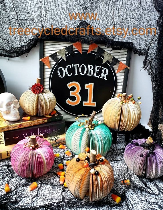 Repurposed Book Pumpkin large Paper Pumpkin Fall | Etsy