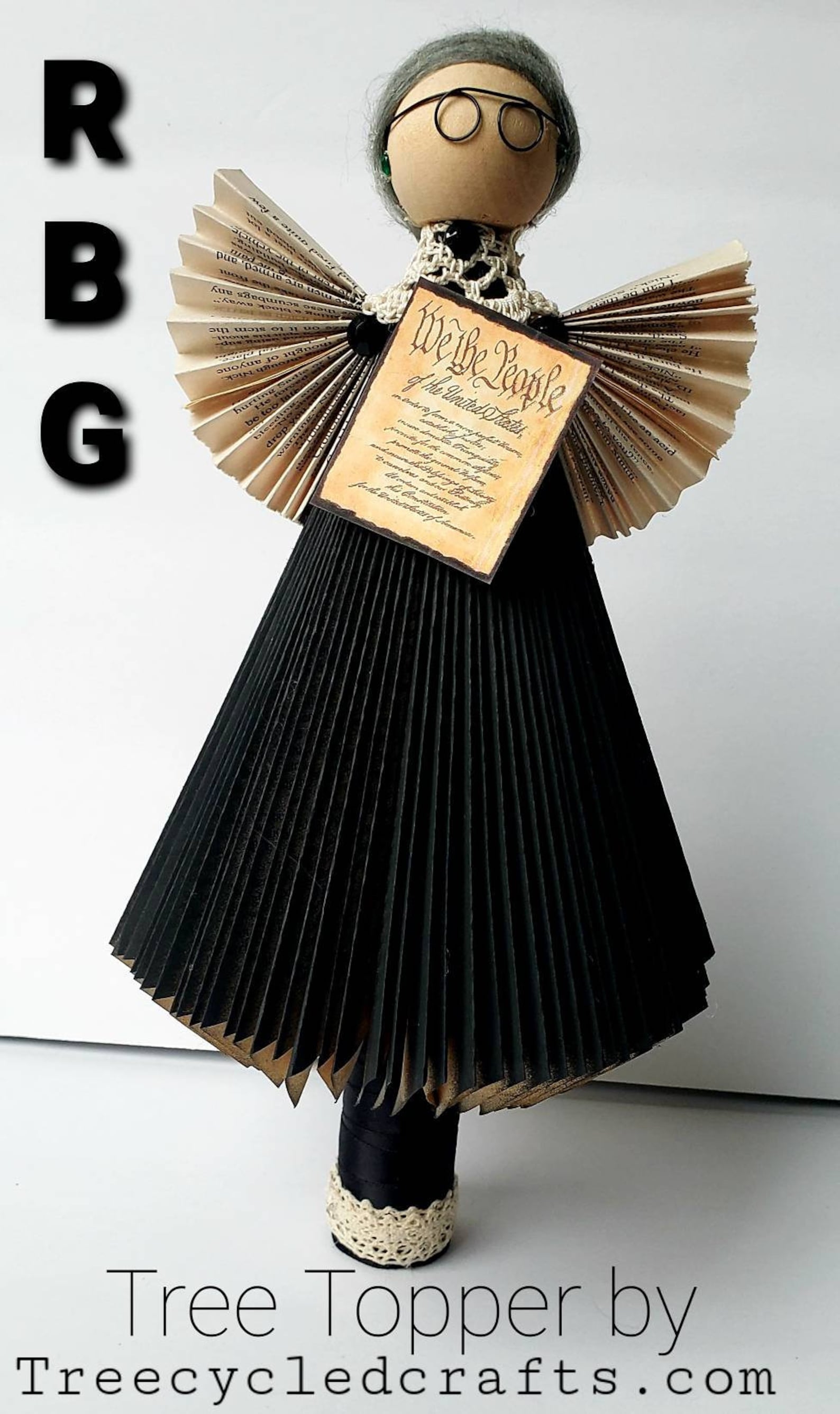 RBG Angel Tree Topper RBG Doll Memorial Supreme Court Book | Etsy
