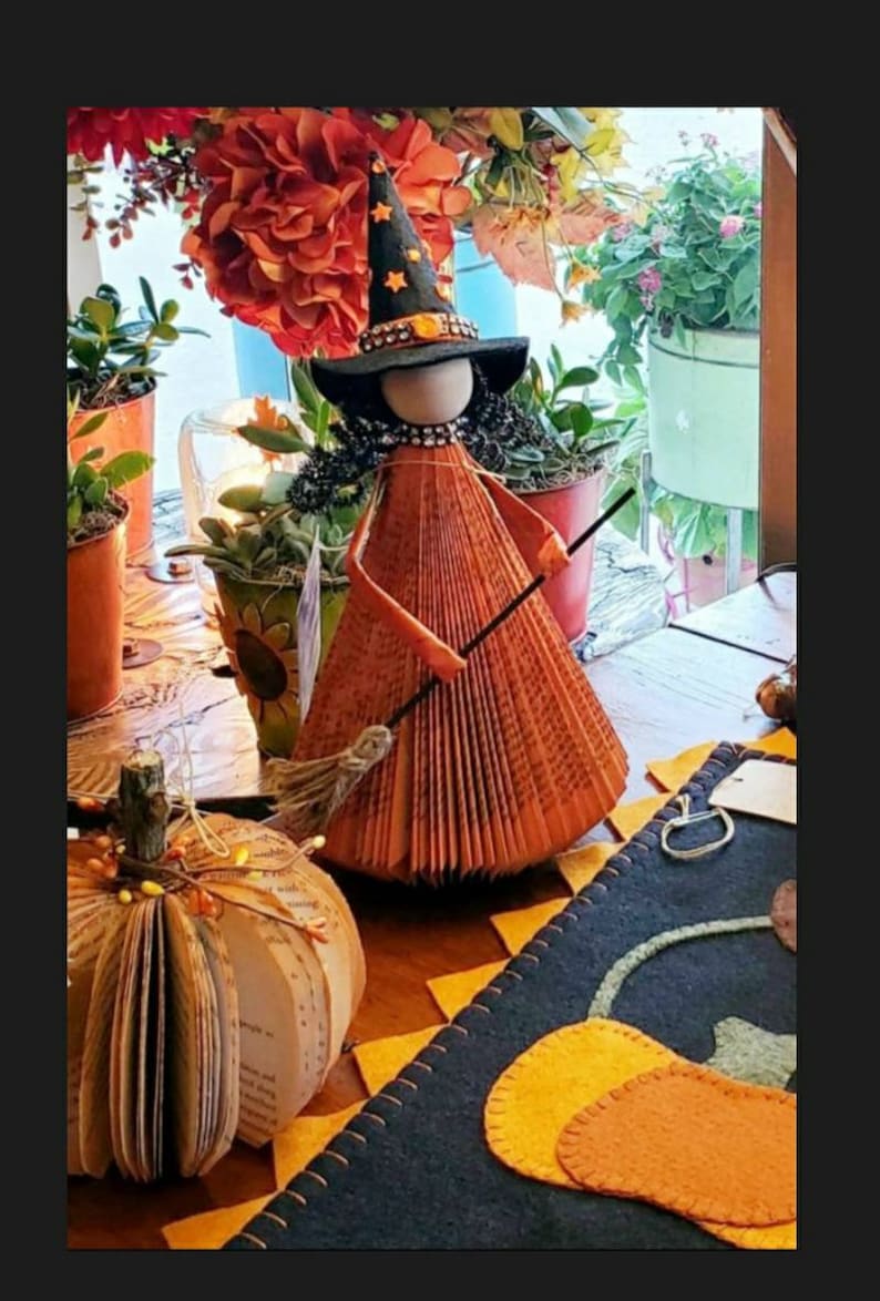 Book Witch Fall Halloween Halloween Decorations Recycle - Etsy