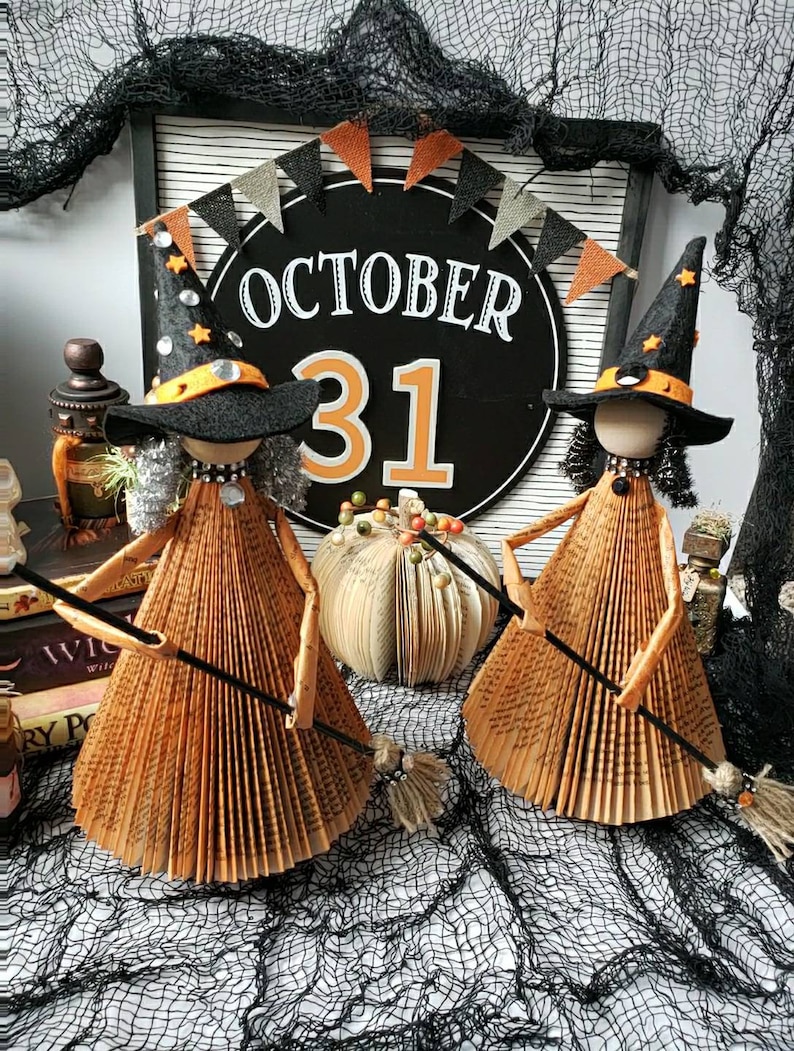 Book Witch Fall Halloween Halloween Decorations Recycle - Etsy