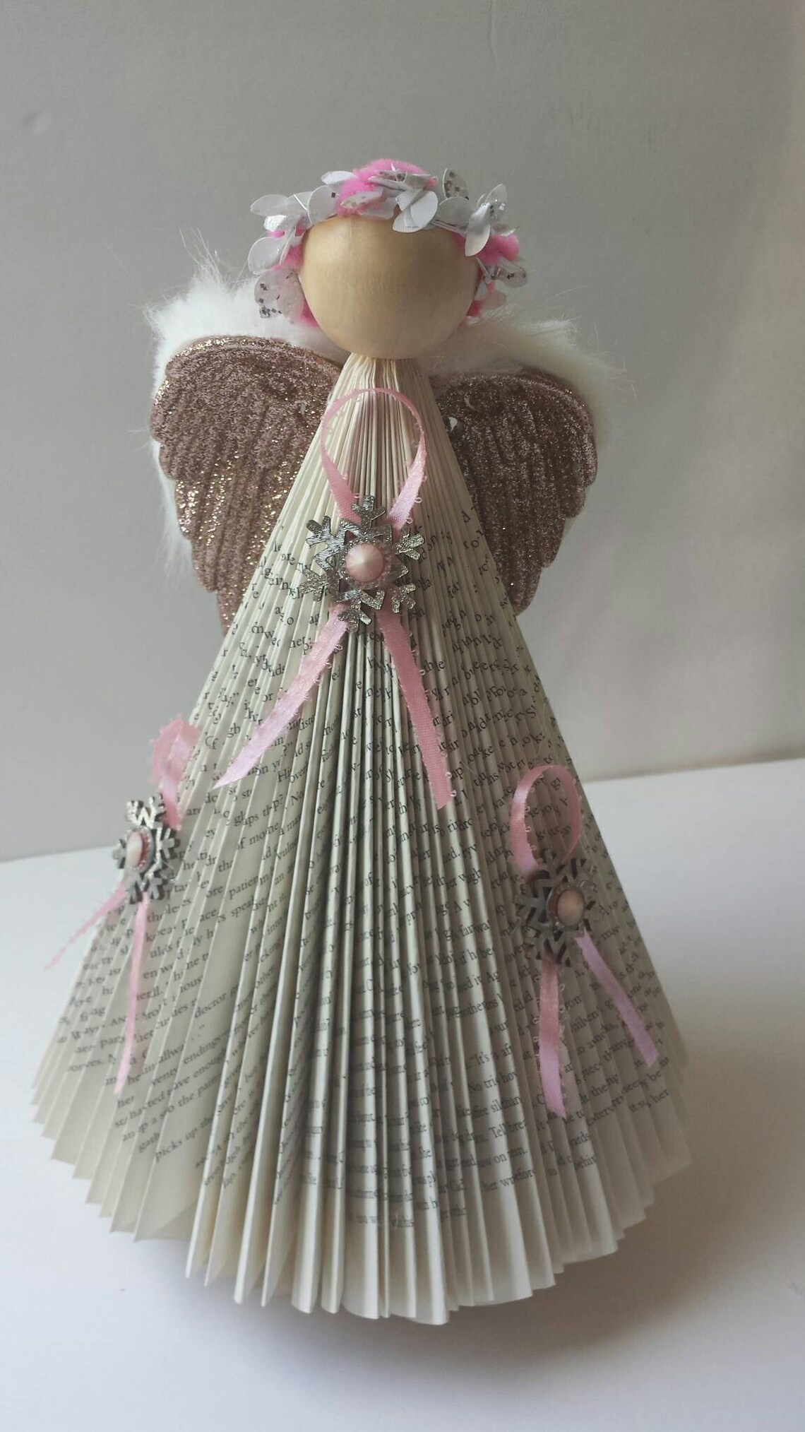 Breast Cancer Angel, Repurposed Book Angel, Cancer Memorial Gift ...