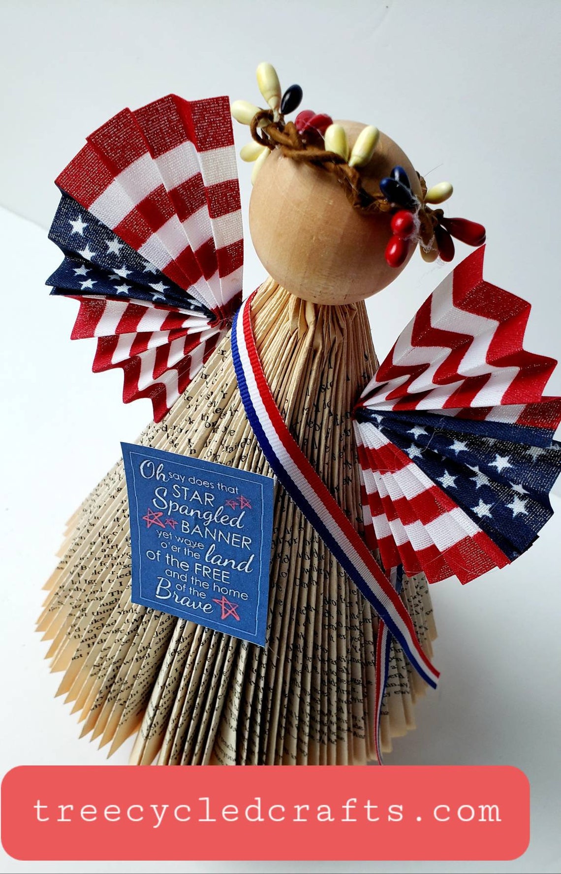 Liberty Angel Repurposed book Angel Angel of Freedom 4th of | Etsy