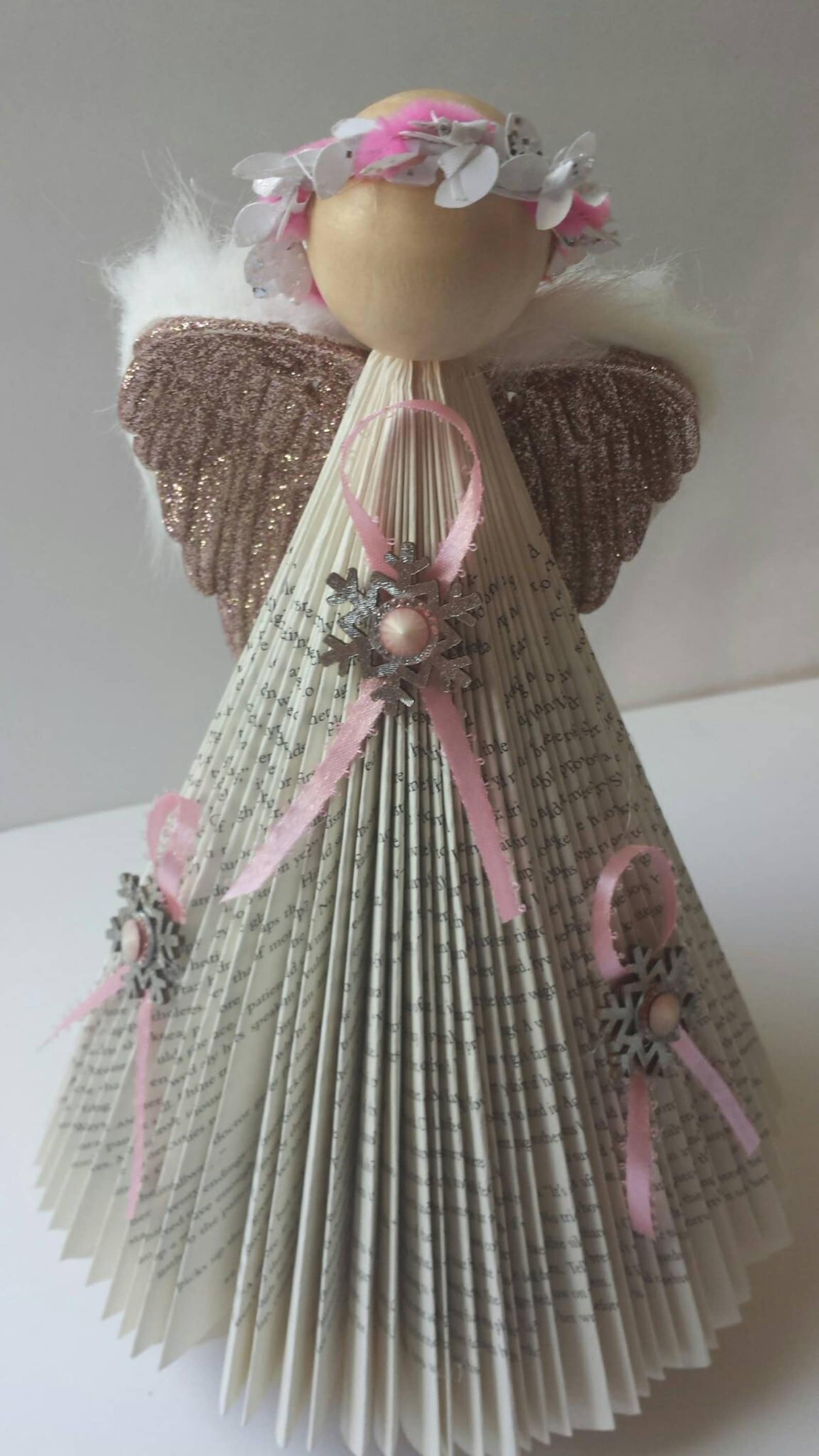 Breast Cancer Angel, Repurposed Book Angel, Cancer Memorial Gift ...