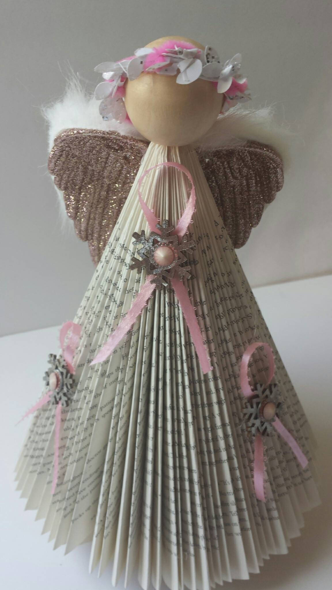 Breast Cancer Angel, Repurposed Book Angel, Cancer Memorial Gift ...