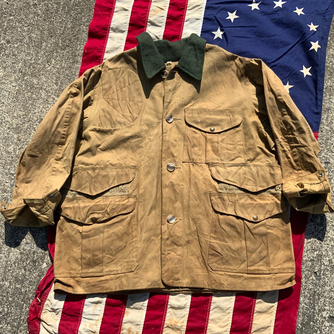 Vintage XL Filson Waxed Tin Cloth Waterfowl Upland Canvas Hunting Coat ...