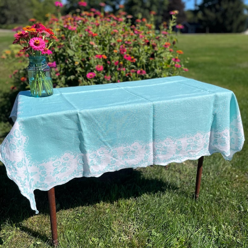 Turquoise Tablecloth - Etsy