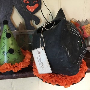 Vintage/antique Style LARGE Paper Mache Sassy Cat Bucket With BOO Hat ...