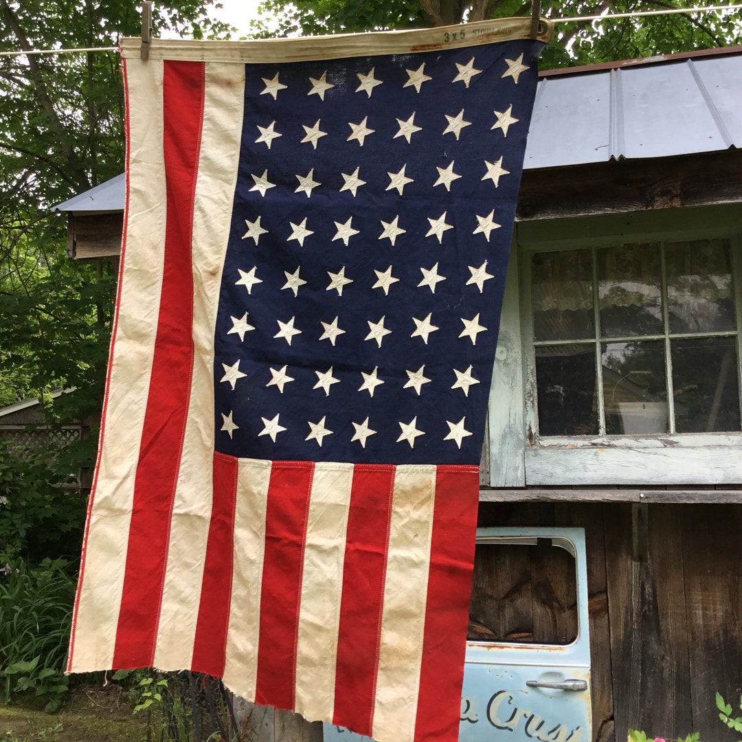 Vintage 3X5, 48 Star, Cotton, Storm King Flag With ‘alteration’/damage ...