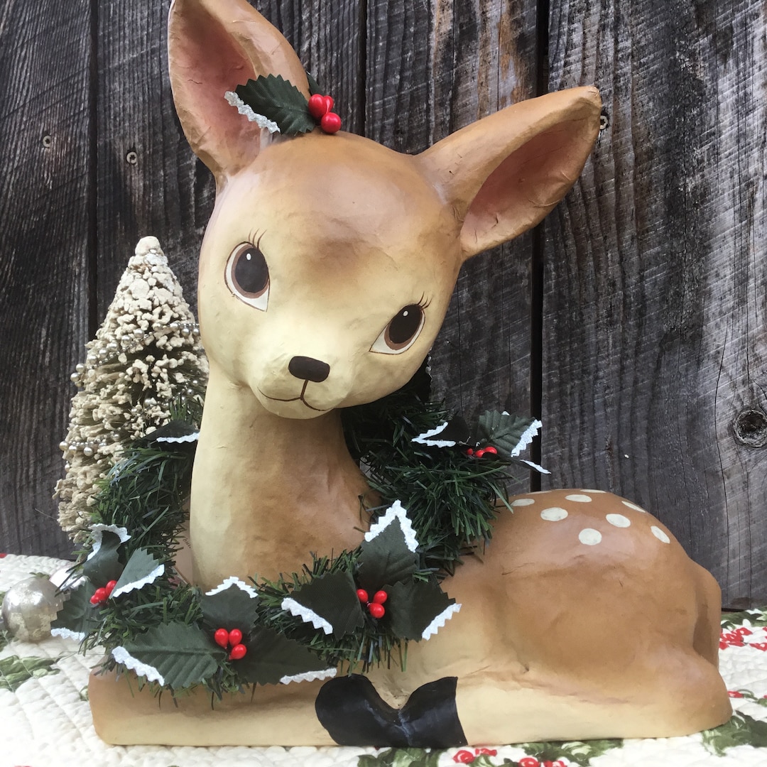 Vintage Style Bethany Lowe Paper Mache Christmas Fawn - Etsy
