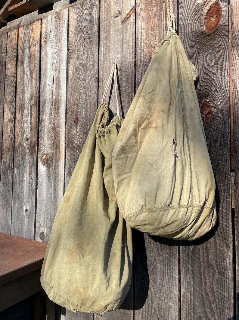 Vintage 1940s WW2 Stenciled Khaki Laundry Bags US ARMY Cotton ...