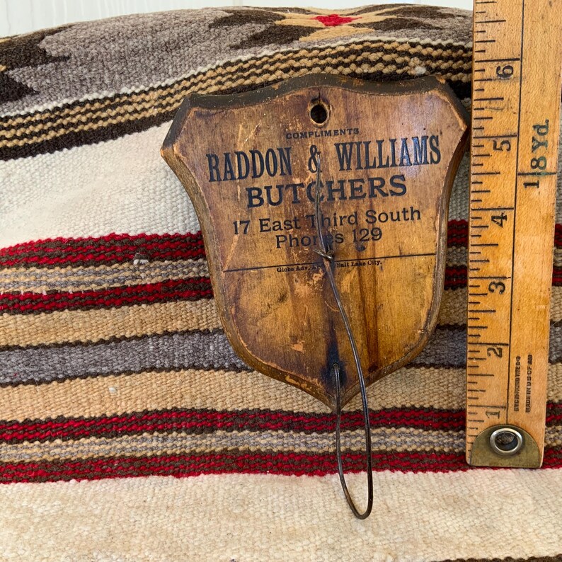 Antique Wood Butcher Shop Receipt Holder: Raddon & Williams Advertising ...