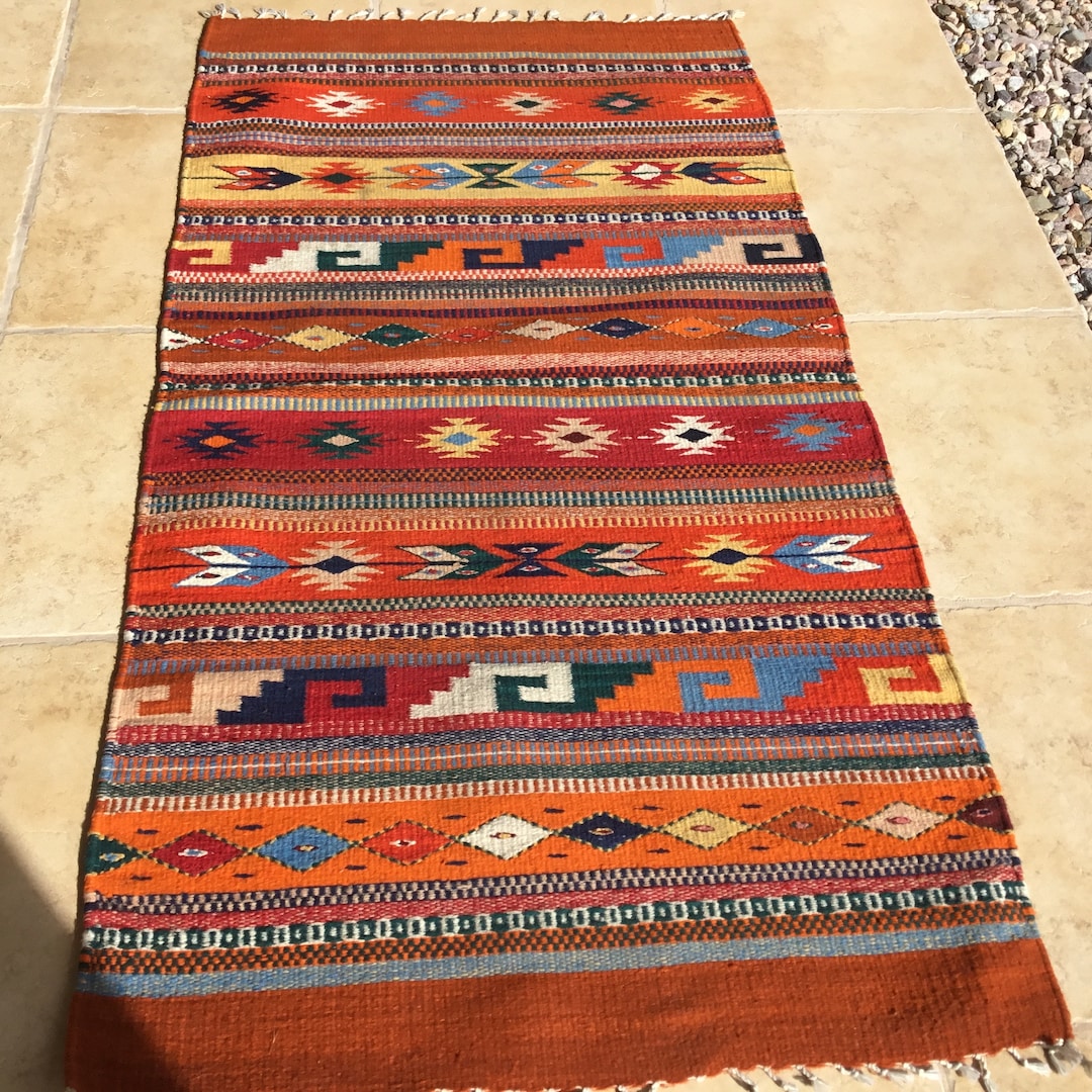 Vintage Southwestern Wool Rug Aztec Bohemian Camp Rug - Etsy