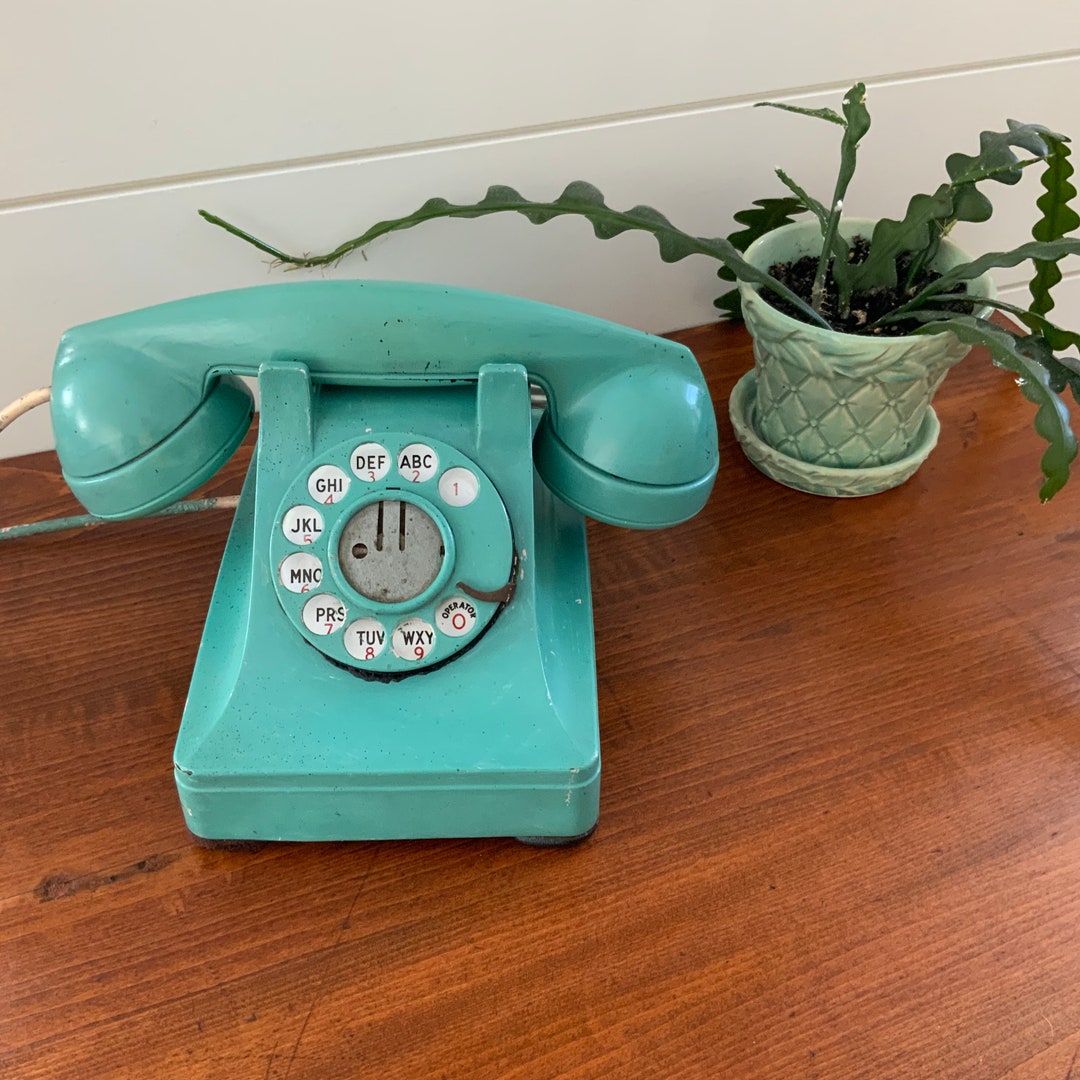 Vintage Turquoise Rotary Telephone, Western Electric 302 - Etsy