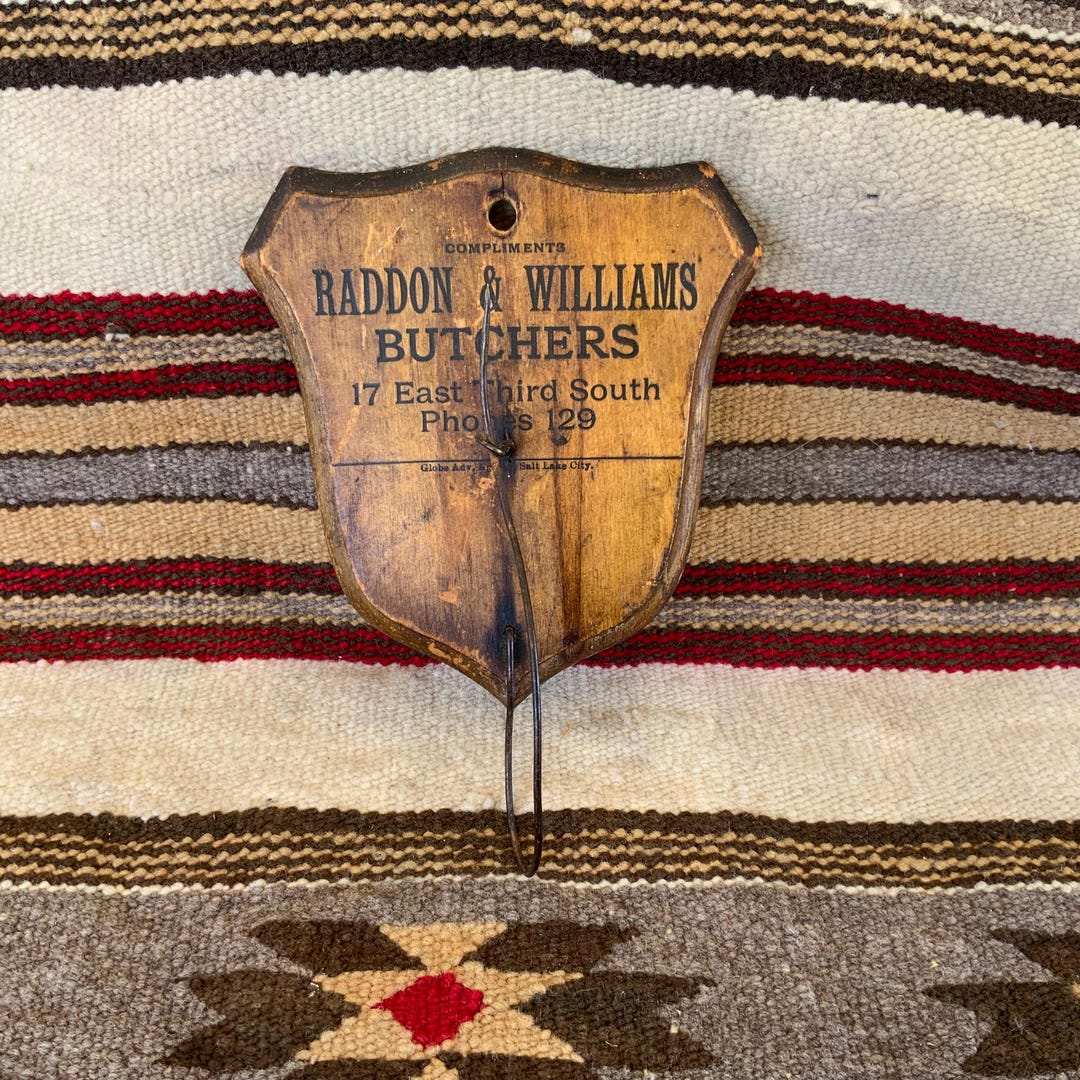 Antique Wood Receipt Holder Butcher Shop Advertising, Raddon & Williams ...