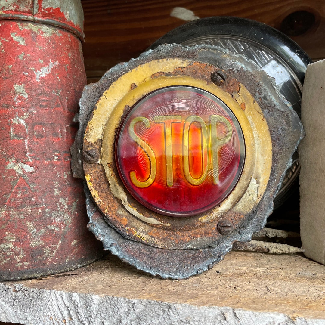 Vintage Glass Stop Lens Tail Light Hot Rod Trog Scta Rusty Crusty - Etsy