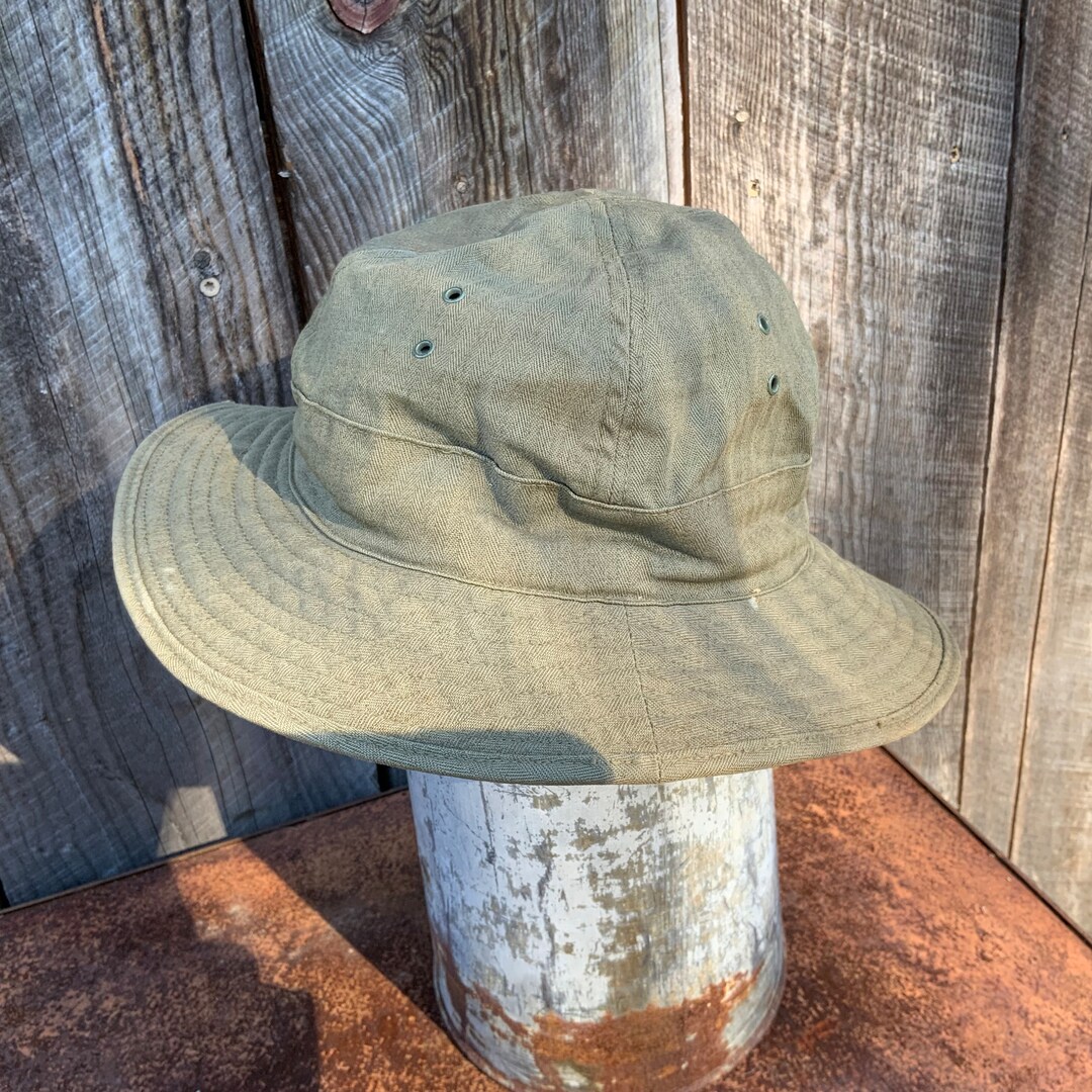 Vintage 1940’s WWII U.S. Military Green Herringbone Daisy Mae Bucket ...