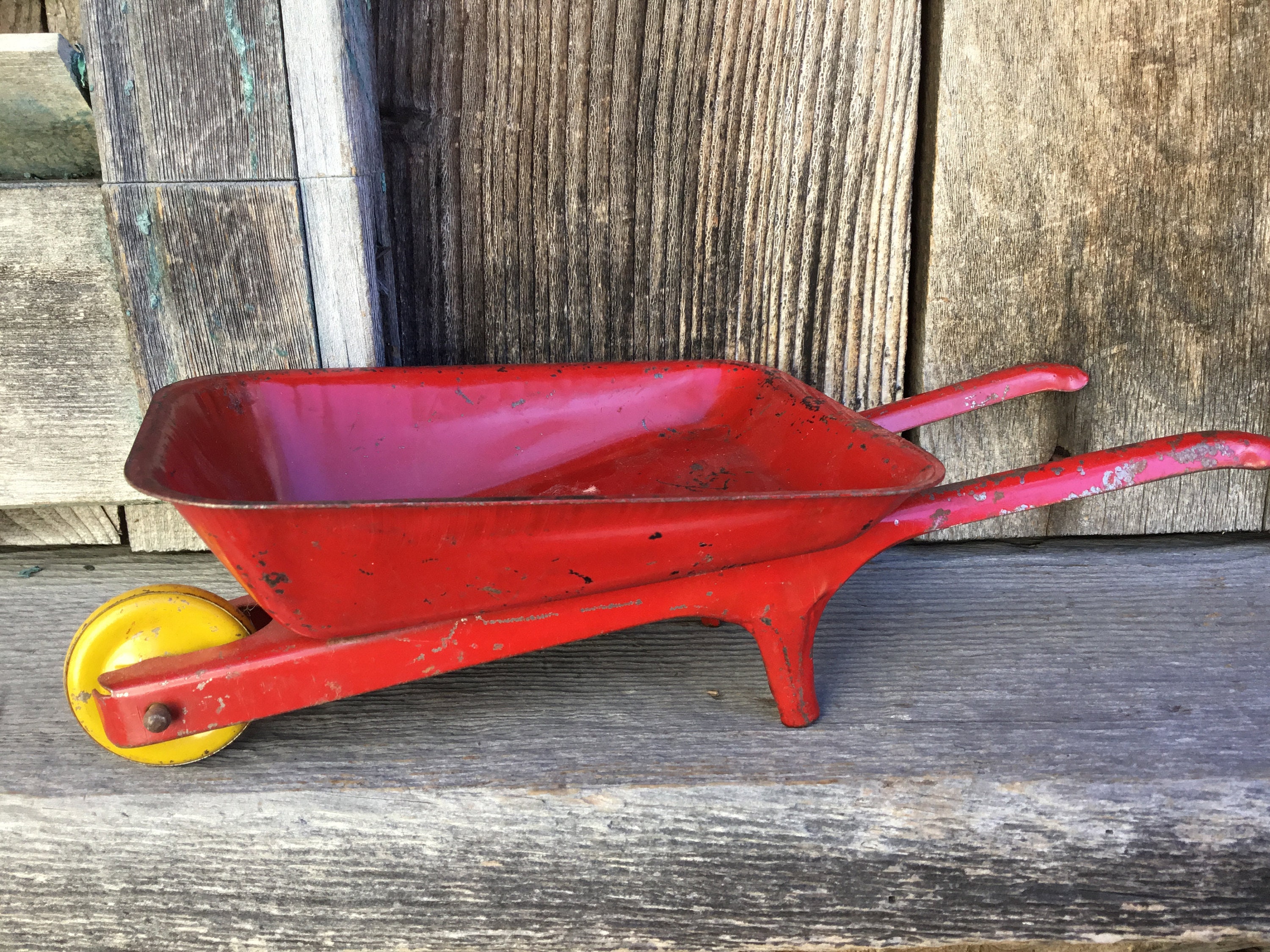 Vintage USA Marked Tin Toy Wheelbarrow - Etsy