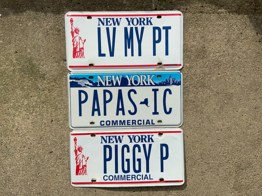 Vintage New York Vanity License Plate, Lv My Pt, Papas Ic, Piggy P ...