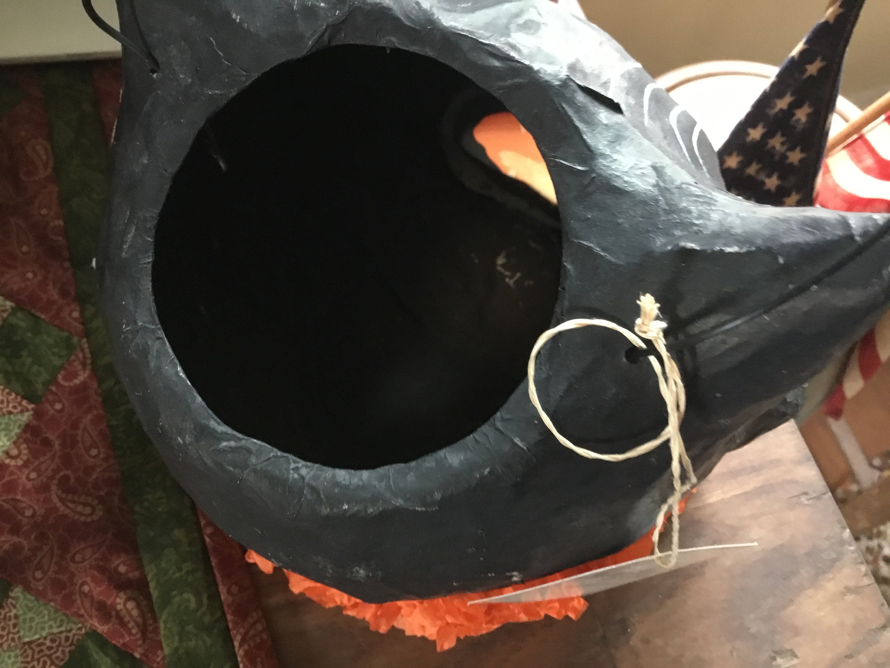Vintage/antique Style LARGE Paper Mache Sassy Cat Bucket With BOO Hat ...