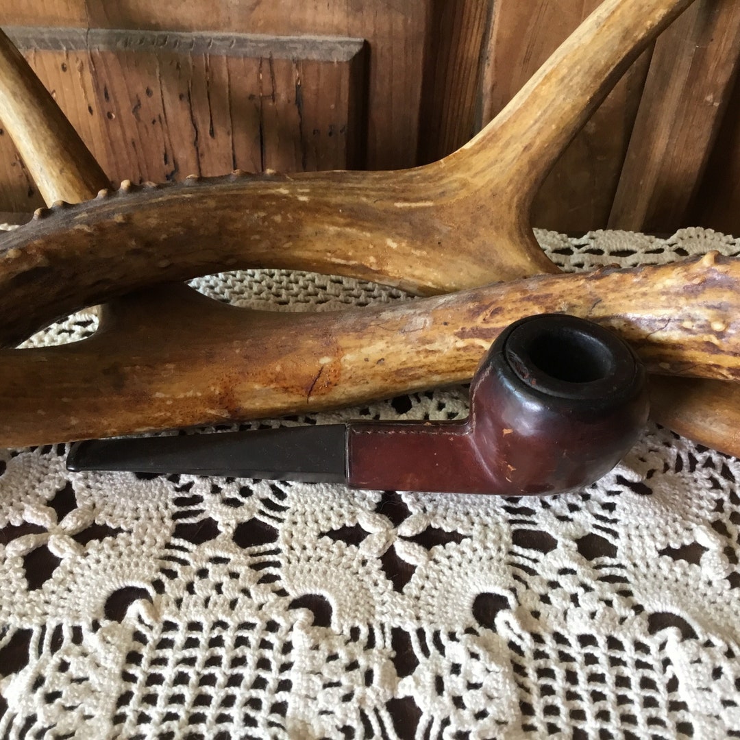 Vintage Leather Wrapped Wooden Longchamp Pipe Made in France Apple Pipe ...