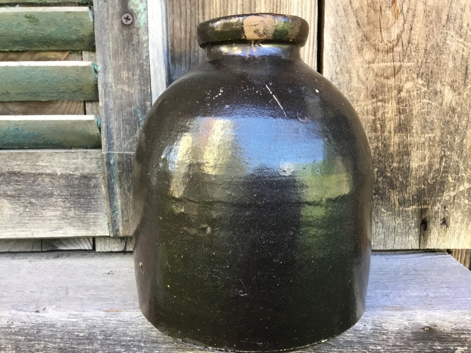Antique Vintage Primitive Beehive Albany Slip Crock Jug - Etsy