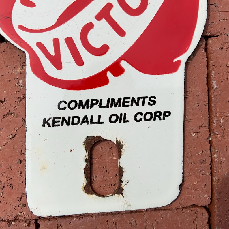 Antique Porcelain License Plate Topper: En-ar-co Motor Oil or Kendall ...