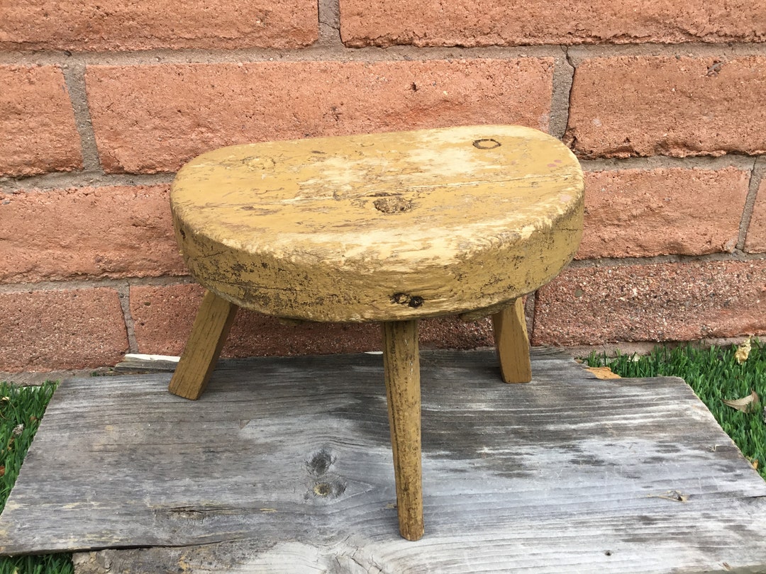 Vintage Milk Stool, Primitive Milking Stool, Antique Stool, 3 Legged ...