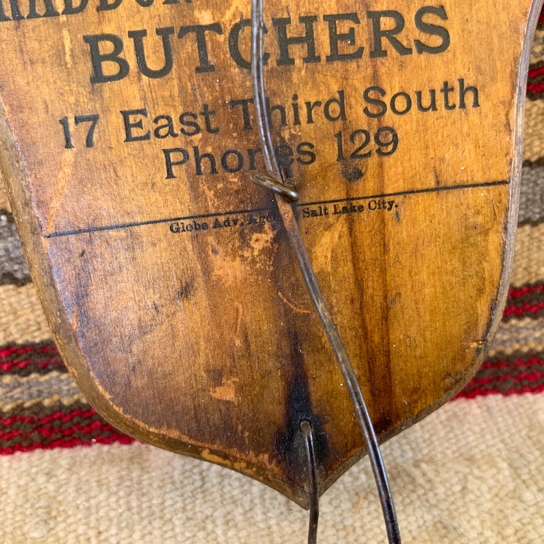 Antique Wood Butcher Shop Receipt Holder: Raddon & Williams Advertising ...