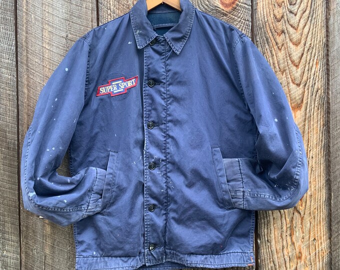 Vintage 60s 70s USN N4 Utility Deck Jacket Blue US Navy Vietnam War Era ...