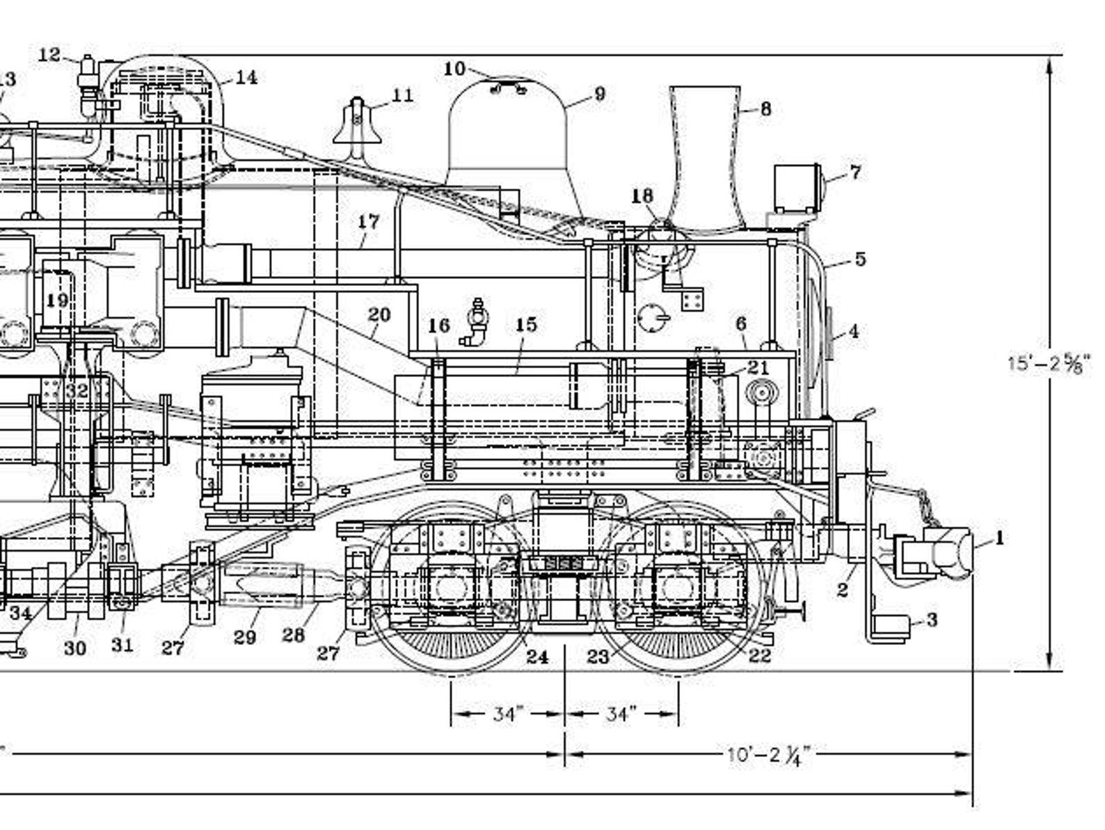 Lima Locomotive Works 12 Wheel, 150 Ton, Shay Geared Locomotive Chart ...