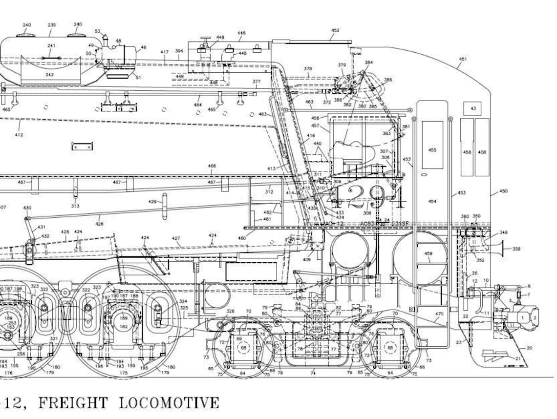 Southern Pacific cab-forward Class AC-12 4-8-8-2 Steam Locomotive Chart ...