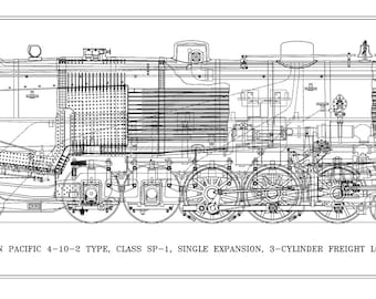 Southern Pacific Class AC-9 2-8-8-4 Type Locomotive Drawing