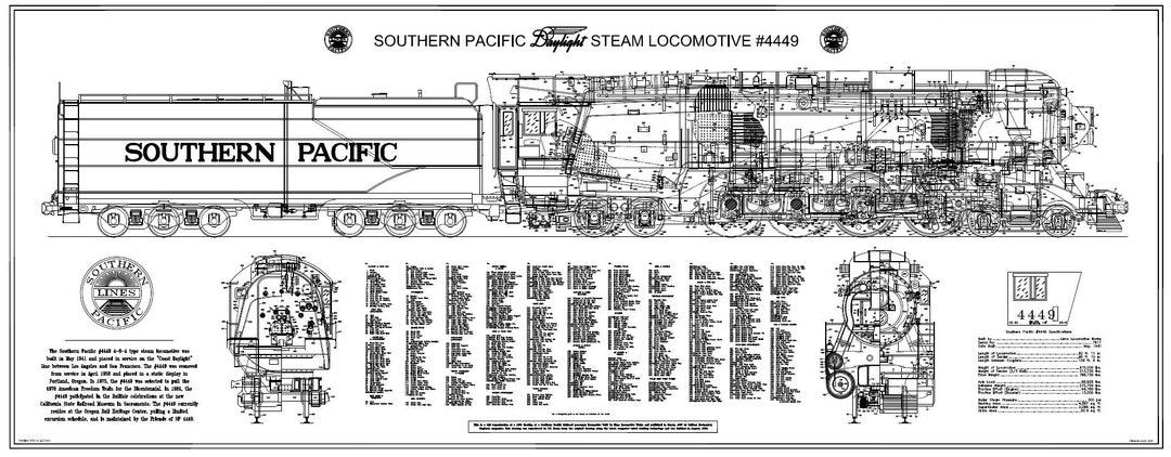 Southern Pacific "daylight Express #4449" Class GS-4 4-8-4 Steam ...