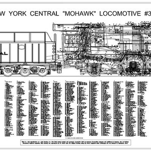 New York Central mohawk 3001 4-8-2 Steam Locomotive/tender Chart - Etsy