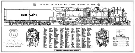 Union Pacific northern 844 4-8-4 Steam Locomotive | Etsy