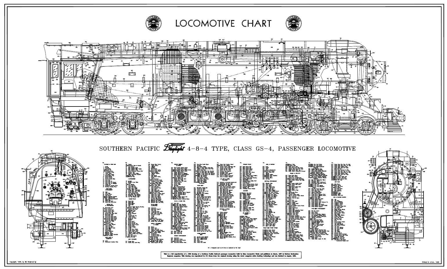 Southern Pacific "daylight Express" Class GS-4 4-8-4 Steam Locomotive ...