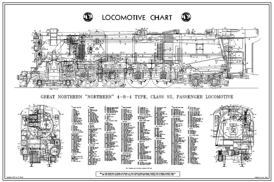 Great Northern "northern" 4-8-4 Steam Locomotive Chart - Etsy