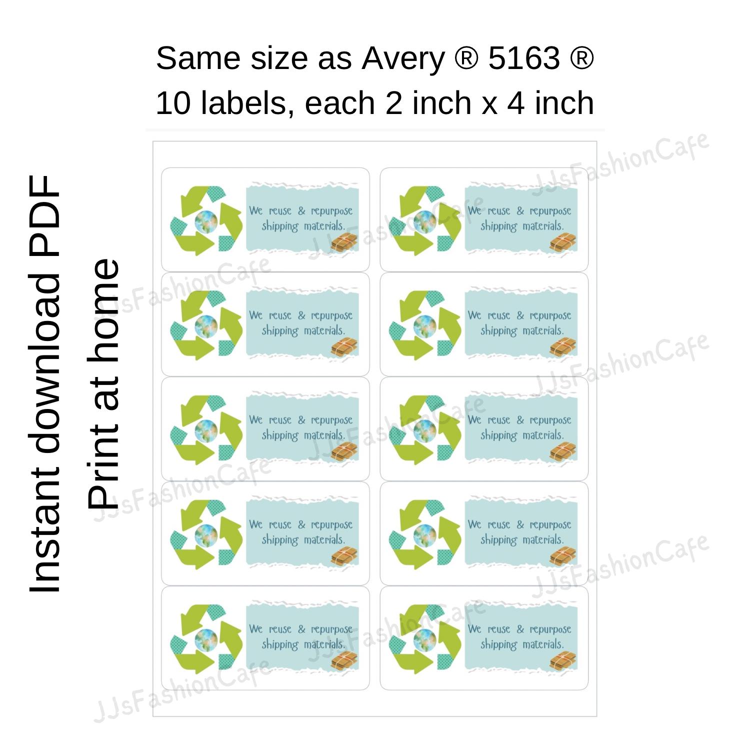 Printable Avery® 5163® Shipping Label Template Reuse Repurpose Digital ...