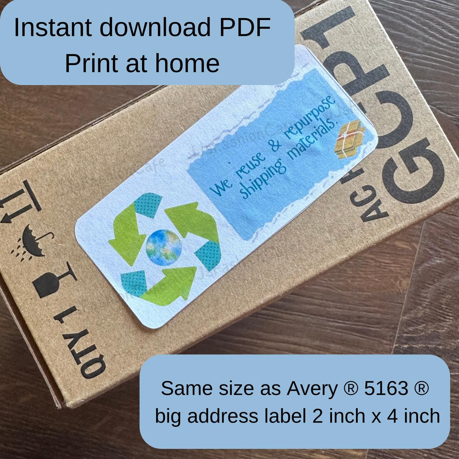Printable Avery® 5163® Shipping Label Template Reuse Repurpose Digital ...