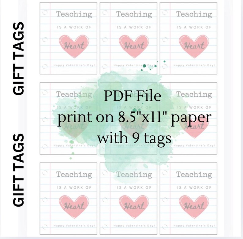 Printable Gift Tag Teacher Classroom Happy Valentines Day Notepad ...