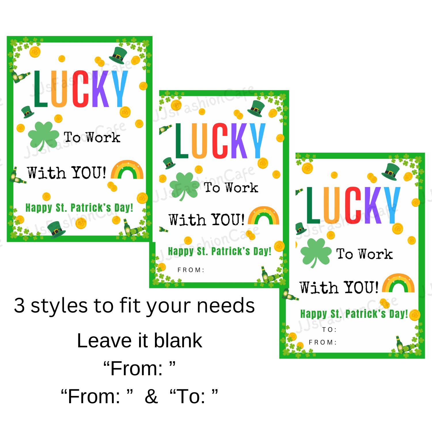 Lucky to Work With You Gift Tag St Patricks Favor Tags Coworker ...