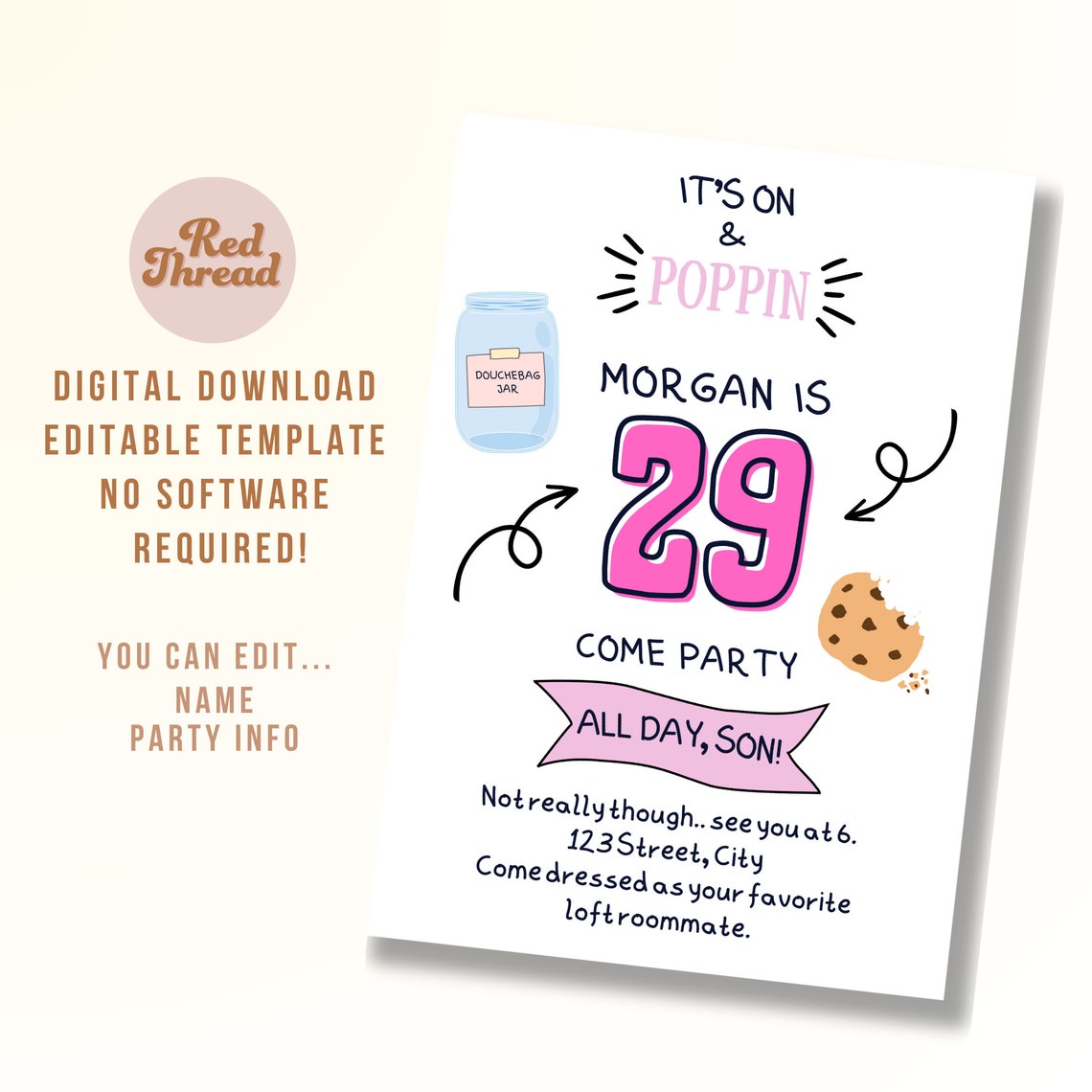New Girl 29th Birthday Invitation: Funny Schmidt Theme (digital ...